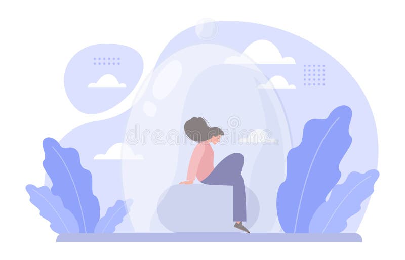 Loneliness Concept. Unhappy Person Left Alone Stock Vector ...