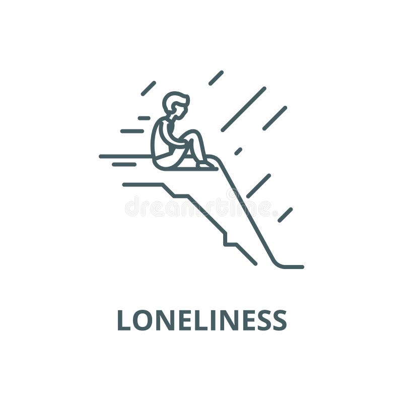 Loneliness Vector Line Icon, Linear Concept, Outline Sign, Symbol Stock ... Loneliness Vector Line Icon, Linear Concept, Outline Sign, Symbol Stock ...
