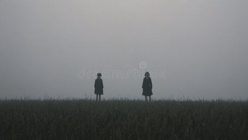 Lonely Anime Character in Foggy Field Stock Illustration - Illustration ...