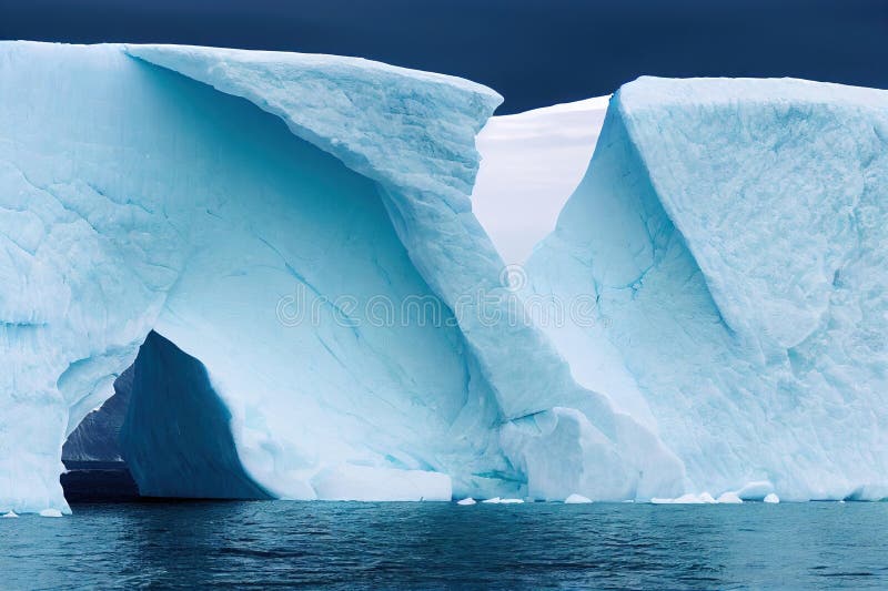Lonely Arctic Landscape Icebergs in Water Ice Cave. Stock Illustration ...