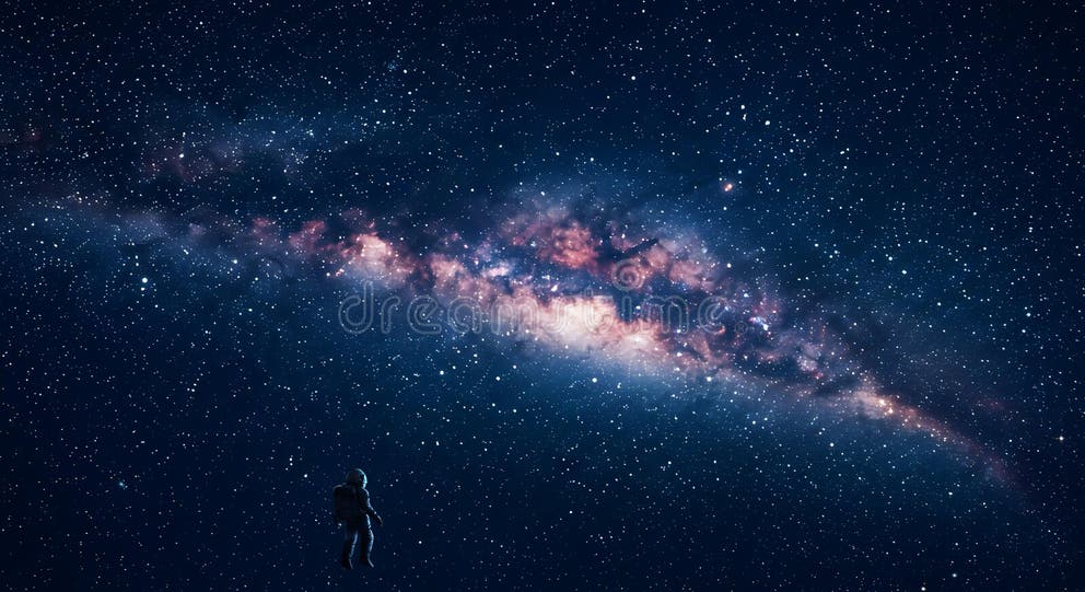 Lonely Astronaut Floating in Deep Space Wallpaper Stock Illustration ...