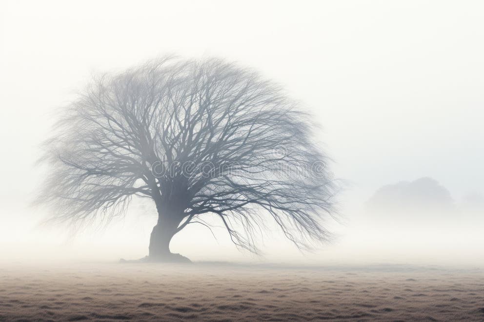 A Lonely Bare Tree Bends from the Wind Generative Ai Stock Image ...