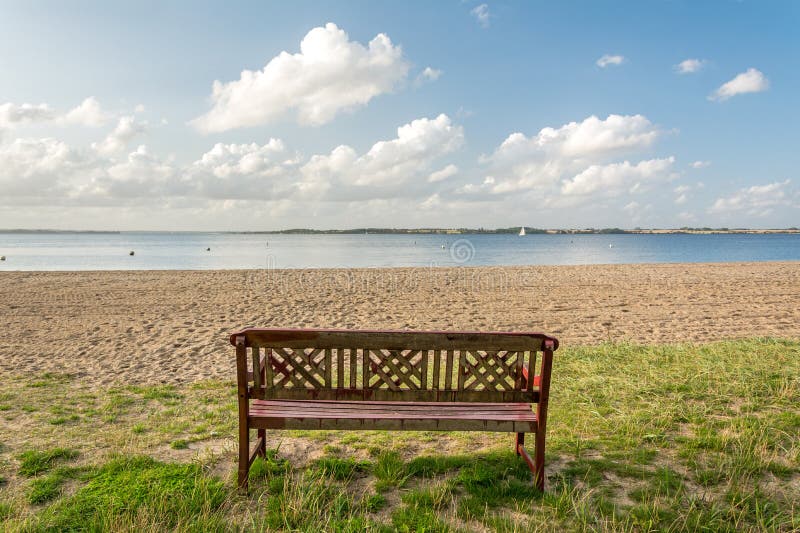 Lonely Bench Facing Beautiful Beach at the Baltic Sea in Northern ...