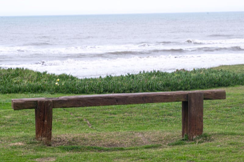 Lonely Bench Near the Seashore Stock Image - Image of landscape, water ...