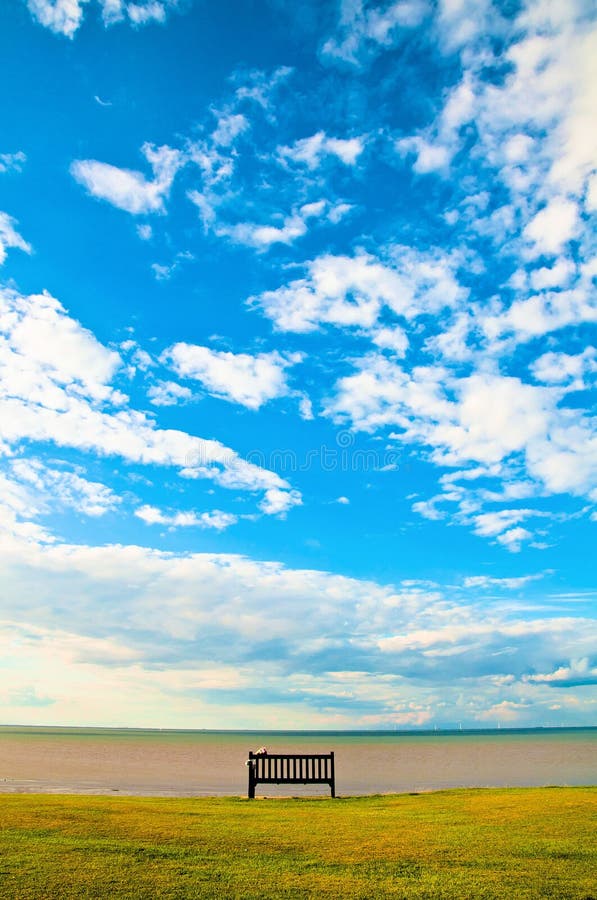 Lonely Bench with Beautiful Mountain Scenery Stock Image - Image of ...