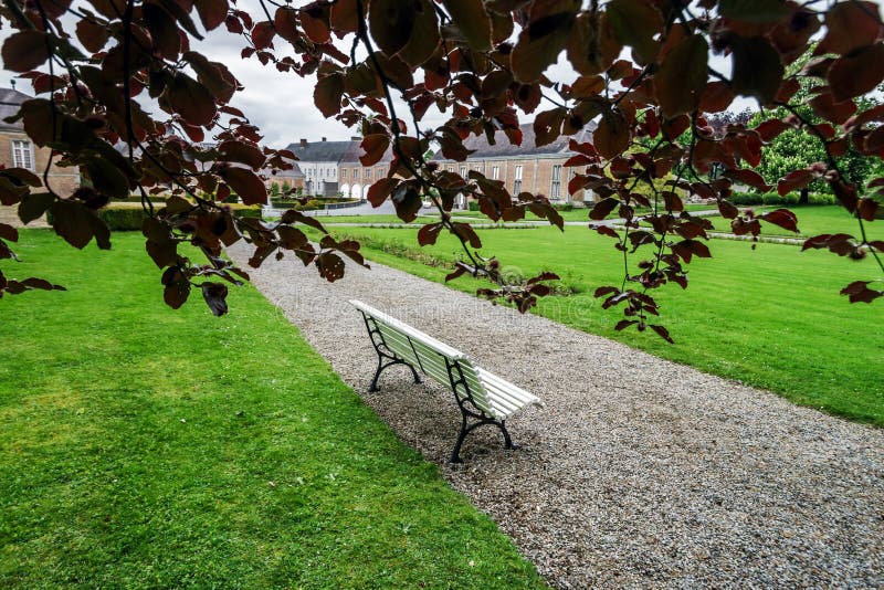Lonely Bench in Spring Park Stock Photo - Image of castle, tree: 45758004
