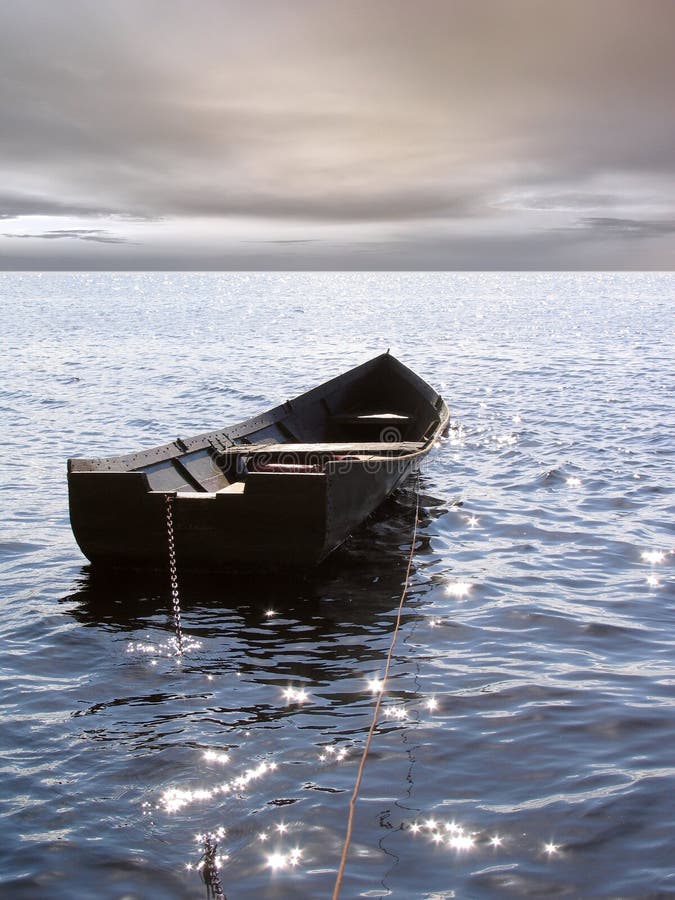 Lonely boat stock image. Image of sunrise, summer, attached - 1398885