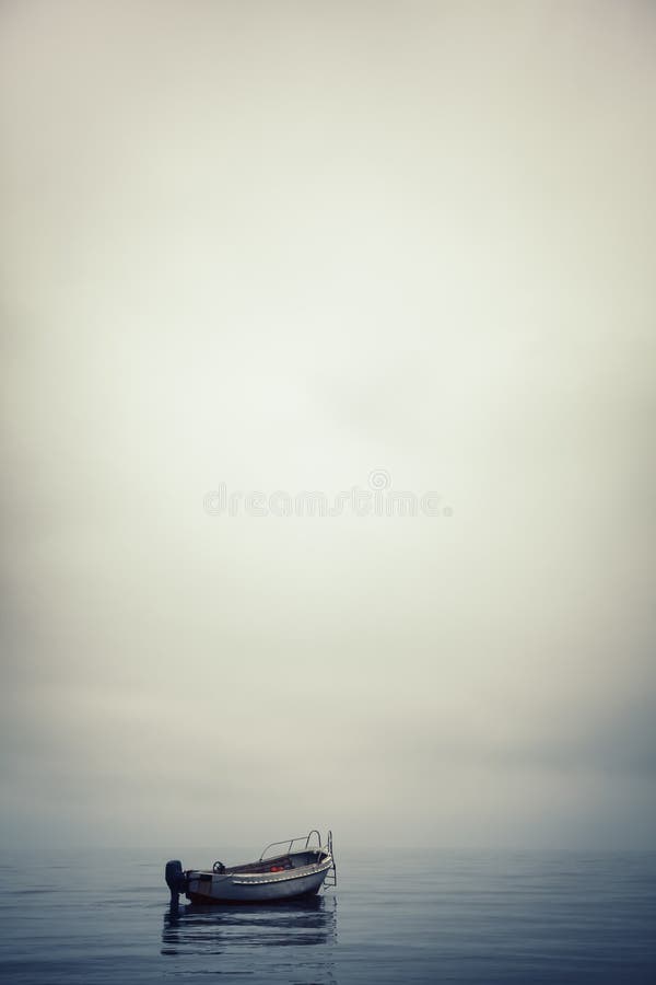 Lonely Boat in Calm Water in the Harbor Stock Photo - Image of concepts ...