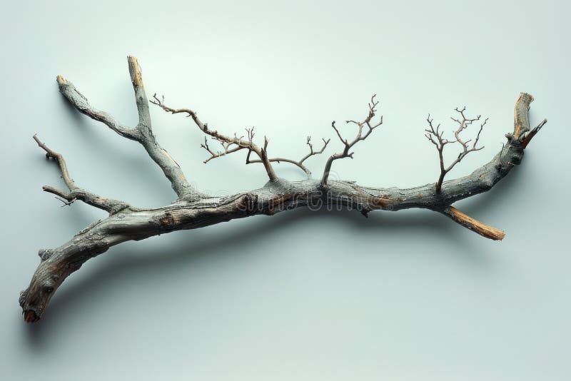 Lonely Branch: Isolated Dry Tree Branch on Neutral Background Stock ...
