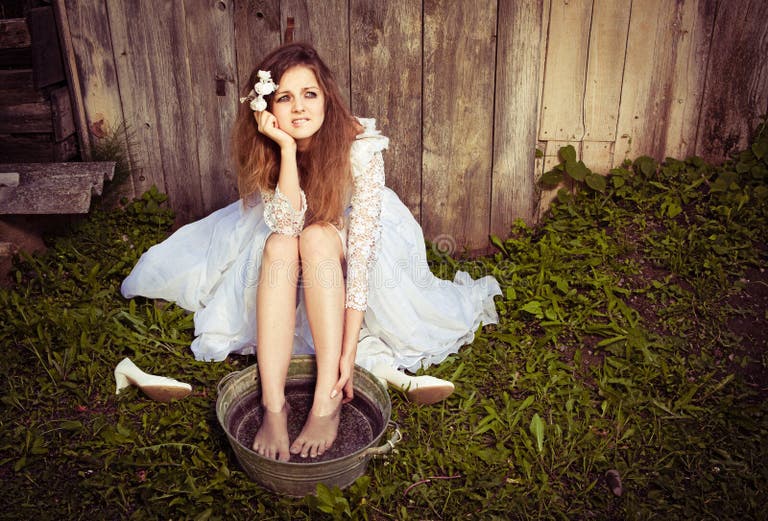 Lonely Bride at One with Their Life Problems. Stock Photo - Image of ...