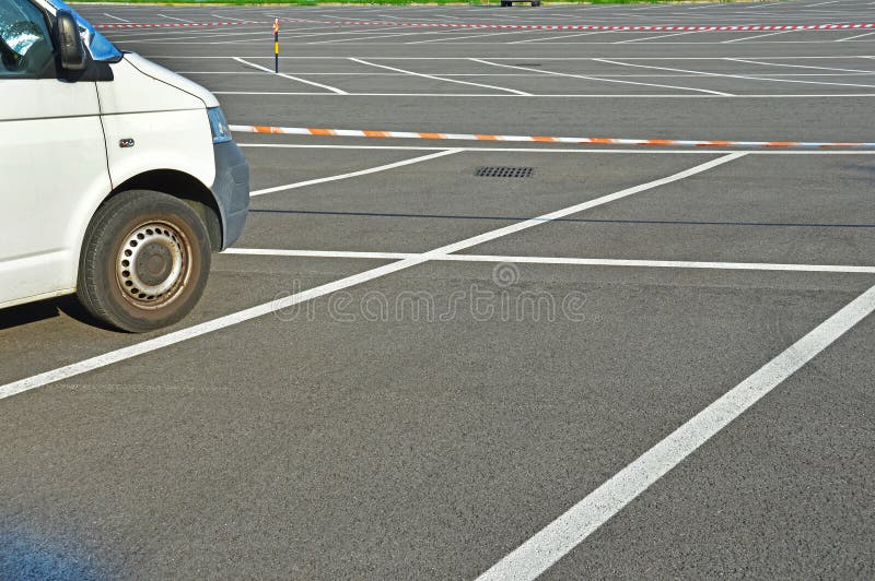 Lonely Bus in the Parking Lot Stock Image - Image of mirror, obtuse ...