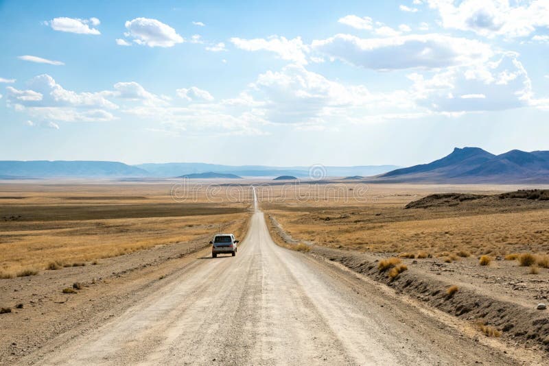 Lonely Car on a Graveled Road in Southern Namibia Stock Illustration ...
