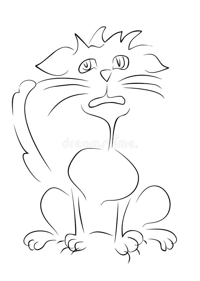 Lonely cat illustration stock vector. Illustration of design - 36628614