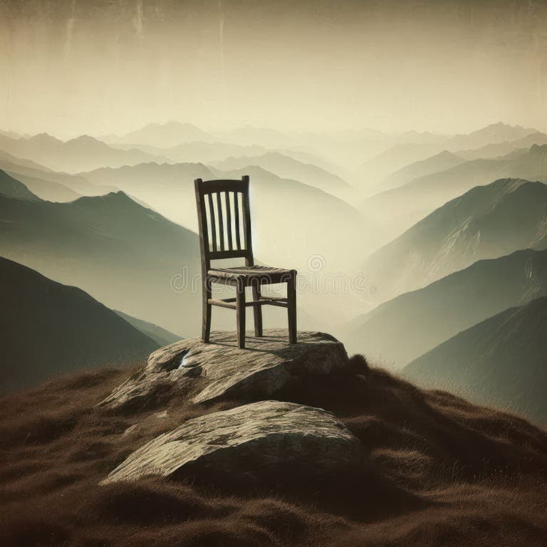 A Lonely Chair on the Top of a Mountain. Stock Image - Image of ...