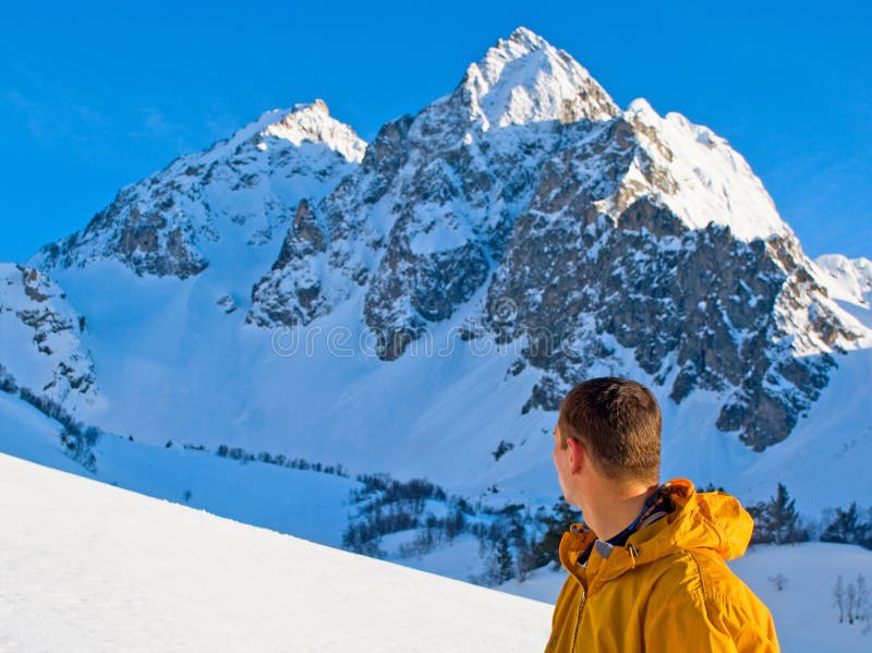Lonely climber in the cold stock image. Image of alps - 165822335