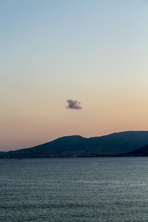 Lonely Cloud Over an Island Mountain, Sunset Stock Image - Image of ...