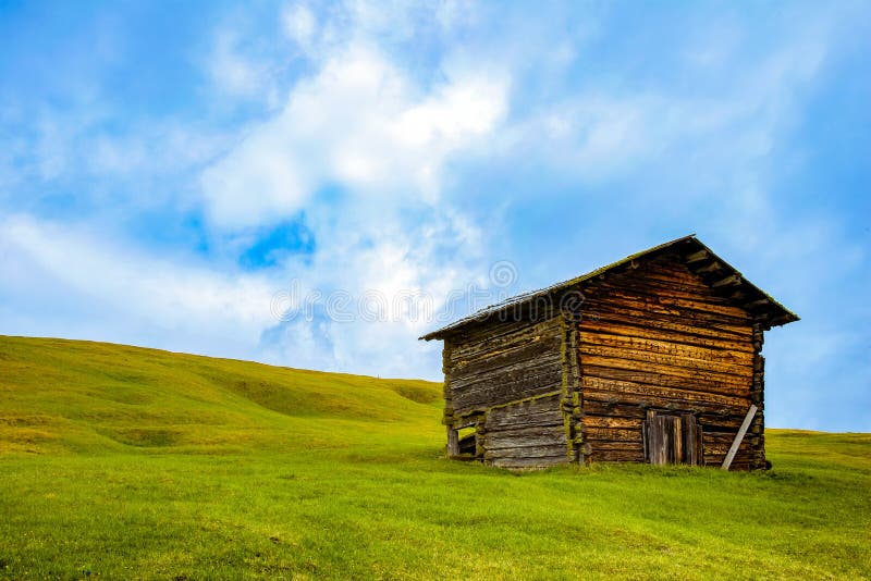 Lonely Cottage in the Middle of Dolomites , Italy Stock Image - Image ...