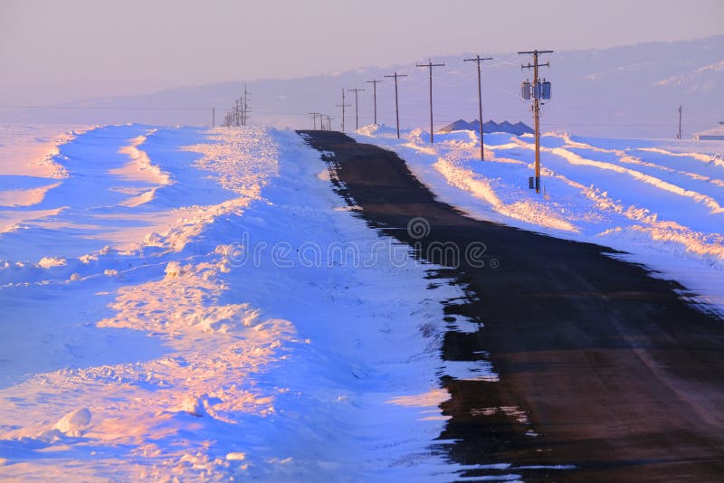 Lonely Country Road in Winter Stock Image - Image of nature, country ...