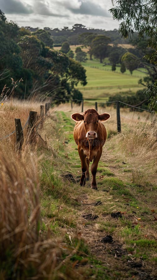 Lonely Cow on a Pasture on a Walk Stock Image - Image of cute, farm ...