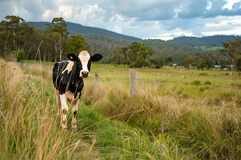 Lonely Cow on a Pasture on a Walk Stock Image - Image of milk, graze ...