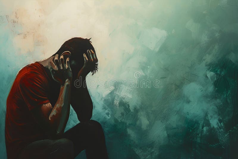 A Lonely Depressed Man. Sad Thoughts Stock Illustration - Illustration ...