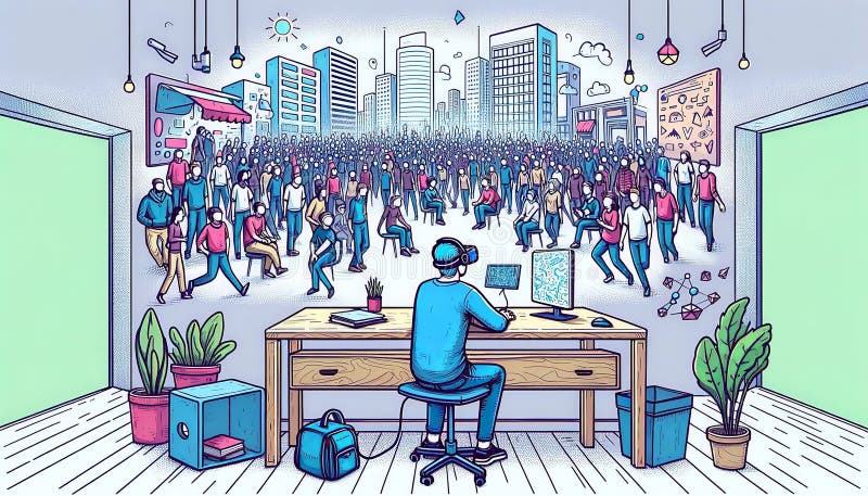 A Lonely Digital Nomad Surrounded by a Virtual Crowd but Feeling ...