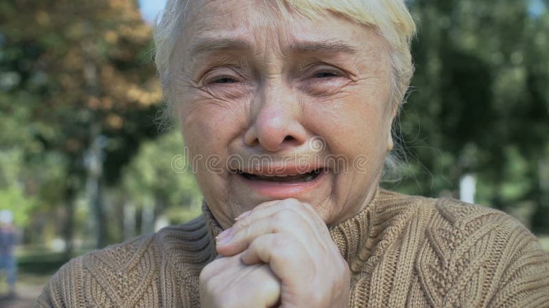 Lonely Elderly Lady Crying Thinking of Problem, Aged Widow Feeling ...