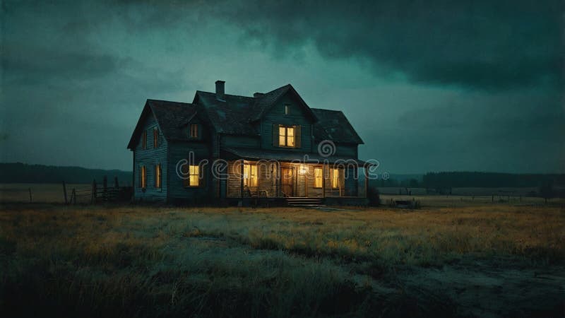 Rustic Farmhouse at Dusk Wallpaper Stock Photo - Image of ghostly ...