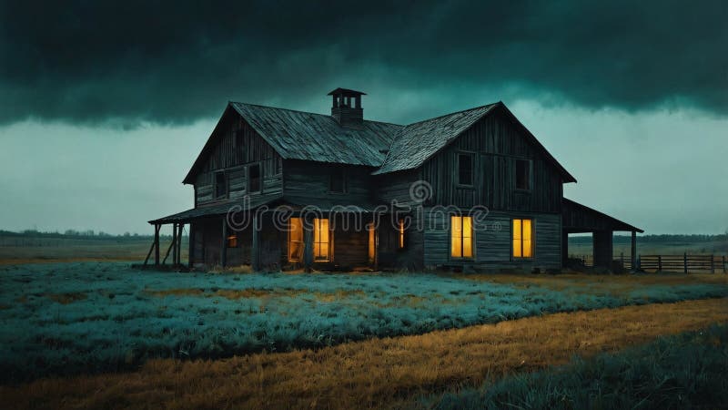 Rustic Farmhouse at Dusk Wallpaper Stock Image - Image of farmhouse ...