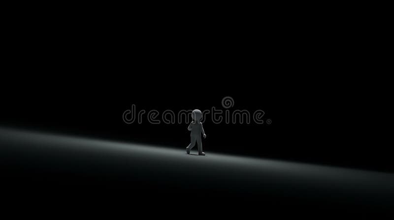 Lonely Figure Walking into Darkness 3d Render Stock Illustration ...
