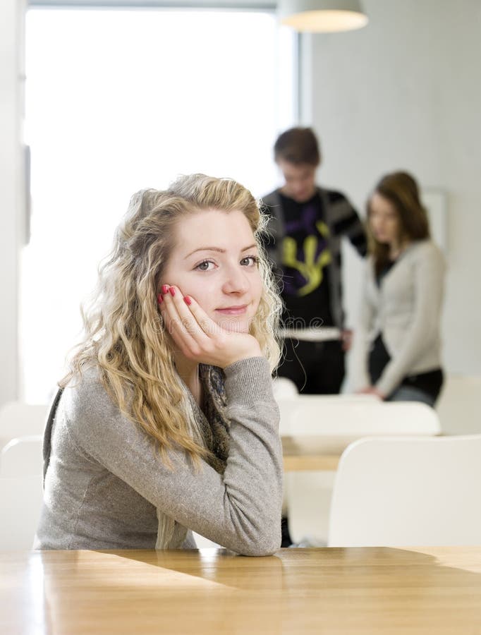 Lonely girl stock photo. Image of sweater, alone, smile - 9225210