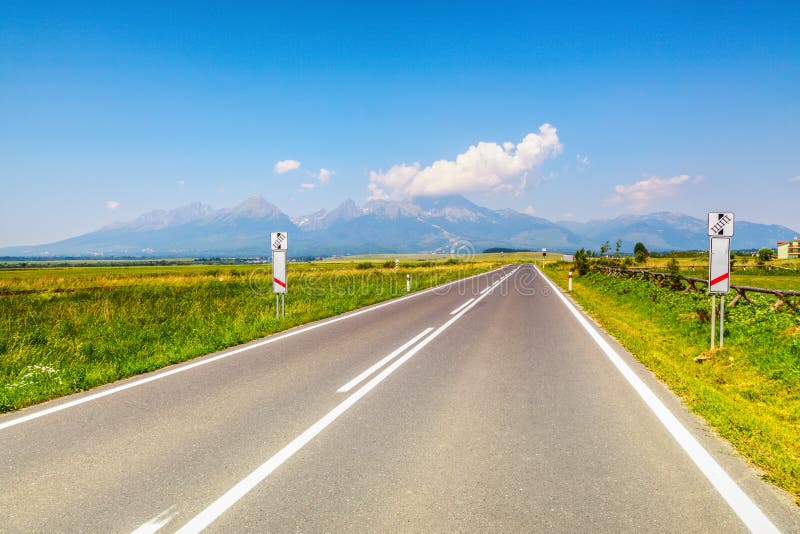 From the Lonely Highway There is a View of Mountains. Stock Image ...