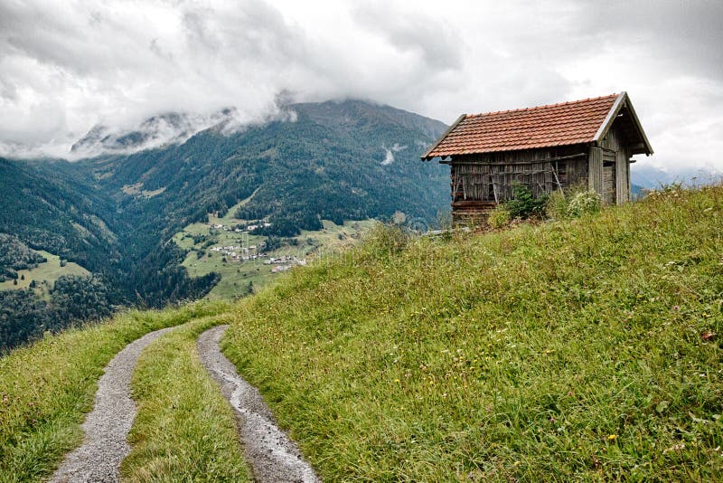 Lonely House in Austria Mountains Stock Image - Image of country ...