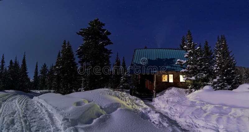 Lonely hut at night stock image. Image of trees, resting - 68097715