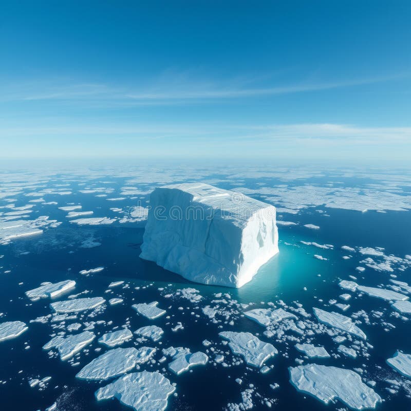 Lonely Iceberg Floating in the Ocean Shrinking Ice Caps Climate Change ...