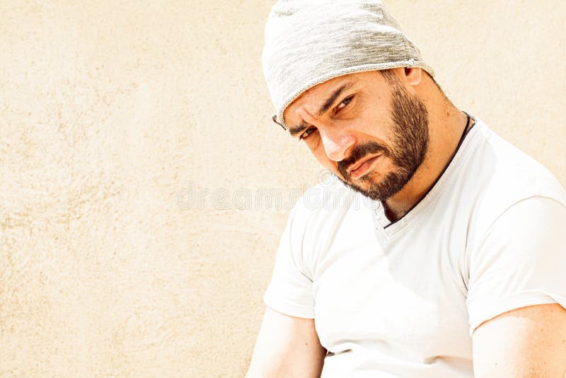 Lonely man in the sun stock photo. Image of aching, portrait - 217281304