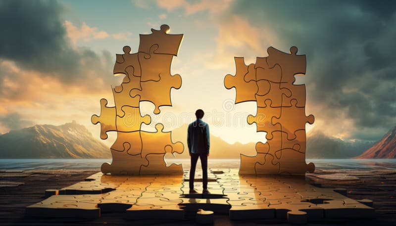 A Lonely Man Tries To Solve a Puzzle Stock Illustration - Illustration ...