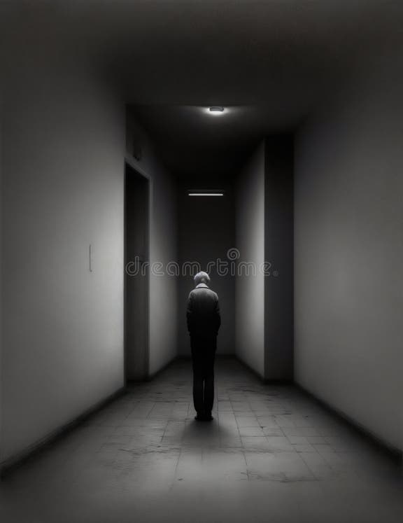 A Lonely Man Under the Light. Stock Illustration - Illustration of ...