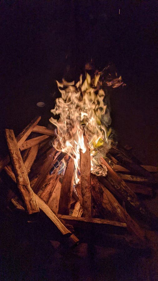 Lonely Night and Camp Fire on the River Stock Photo - Image of camp ...