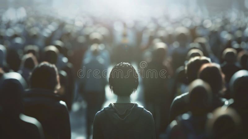Lonely Person in a Crowd Symbolizing Emotional Social Isolation Stock ...