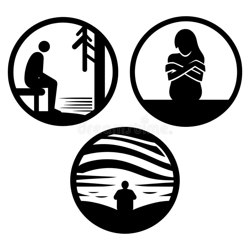 Lonely Person Silhouette Vector Set Stock Illustration - Illustration ...