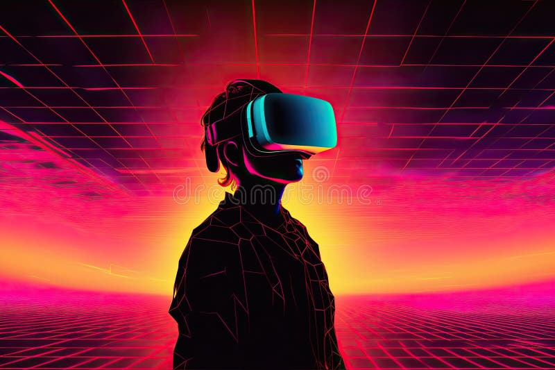 Lonely Person in Virtual Reality, Cybernetic Simulation. Generative Ai ...