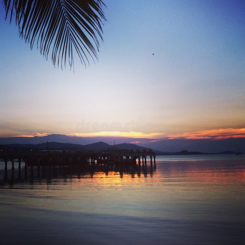 Lonely pier stock image. Image of time, flat, evening - 51353371