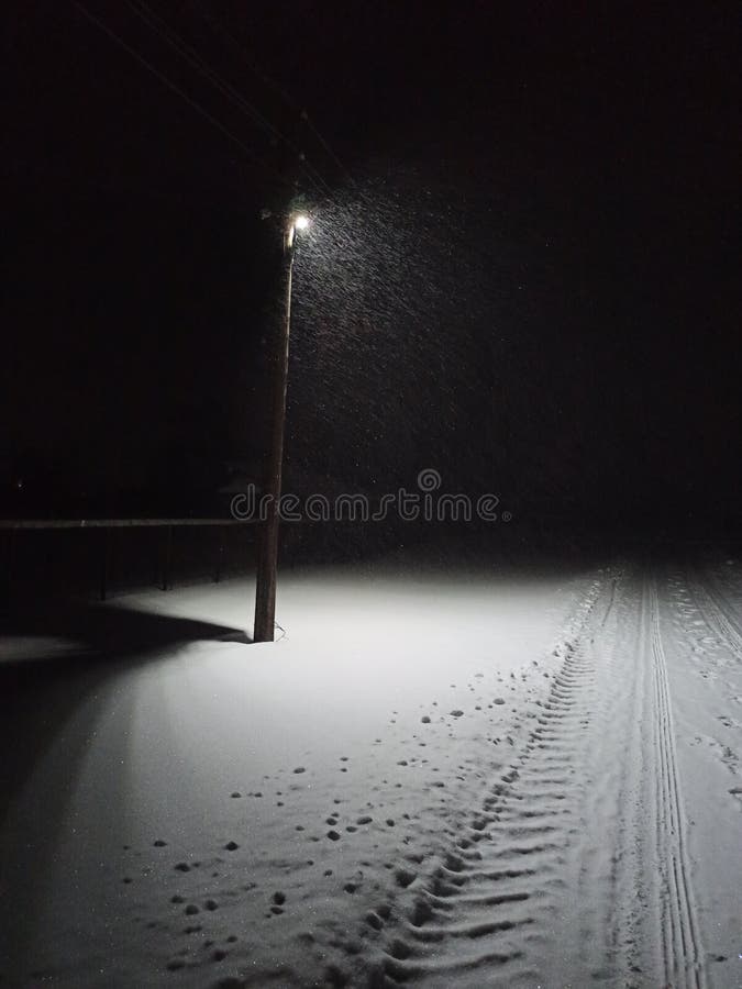 A Lonely Pillar in a Snowfall Stock Photo - Image of white, reflection ...
