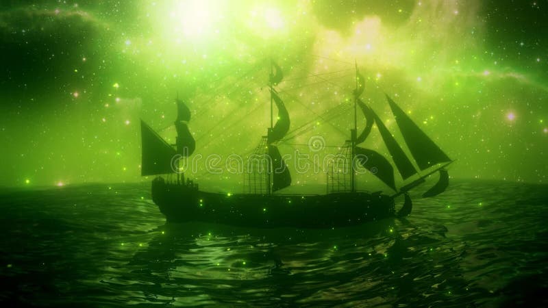The Lonely Pirate in the Middle of the Ocean VJ Loop Background Stock ...