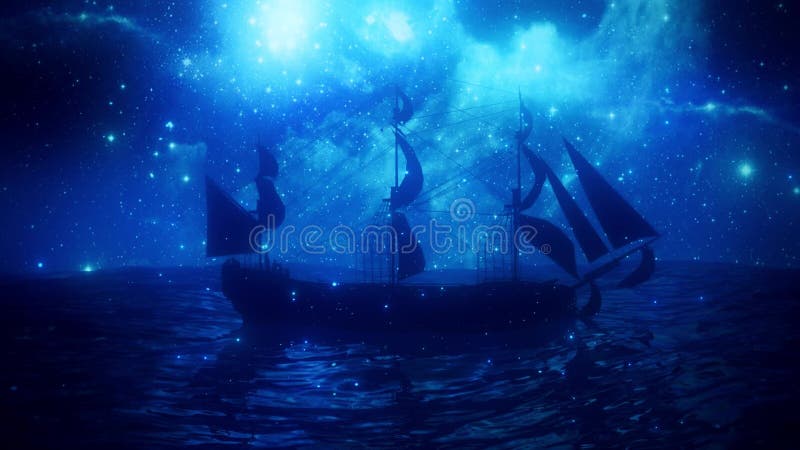The Lonely Pirate in the Middle of the Ocean VJ Loop Background Stock ...
