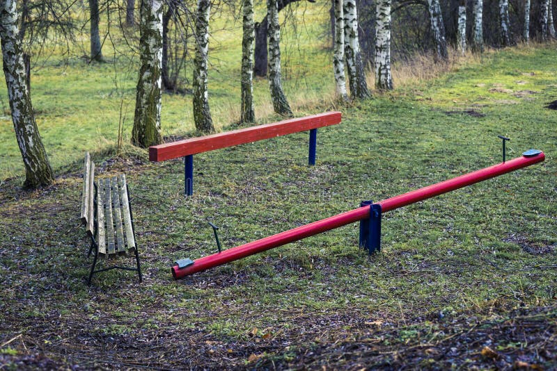 A Lonely Playground with Bank Stock Photo - Image of park, detail: 84968170