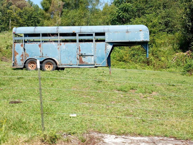 Lonely rustic Trailer stock image. Image of blue, trailer - 247151647
