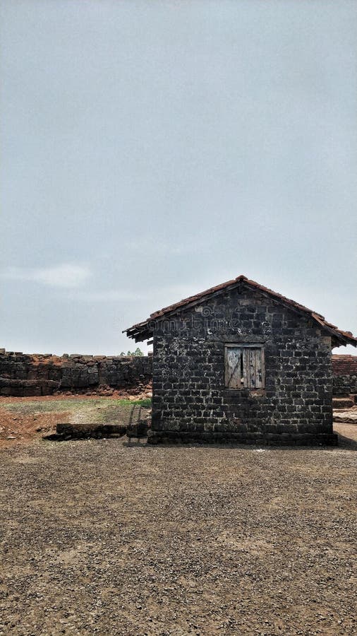 Lonely rusty brick house stock photo. Image of farm - 144796614