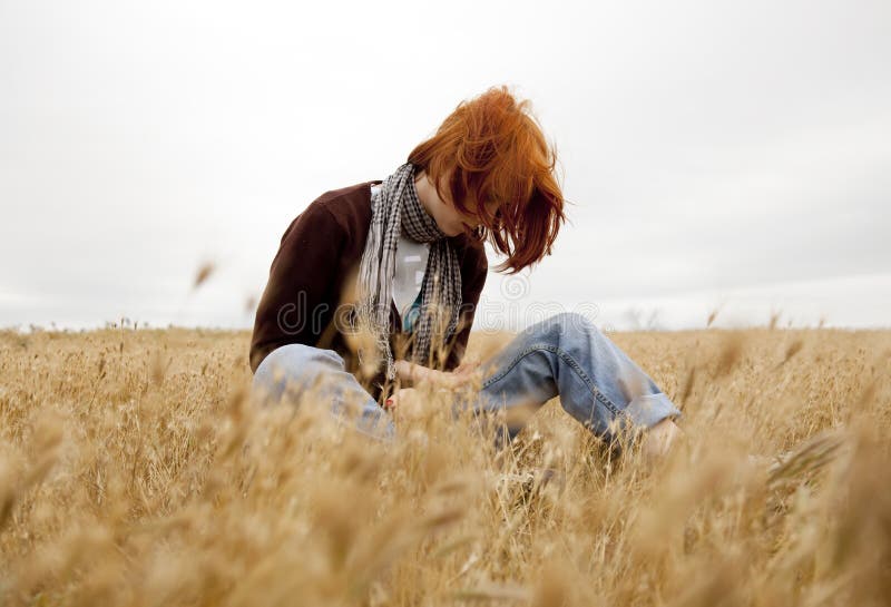 Sad Girl In Field